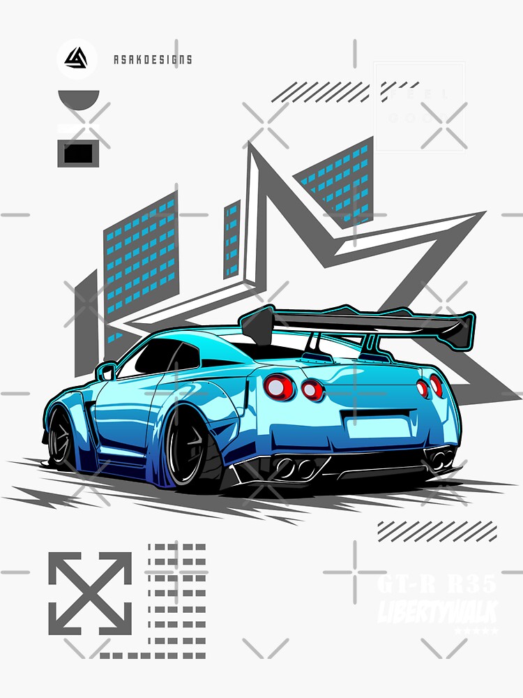 Pegatina «R35 GT-R godzilla jdm arte vectorial» de ASAKDESIGNS | Redbubble
