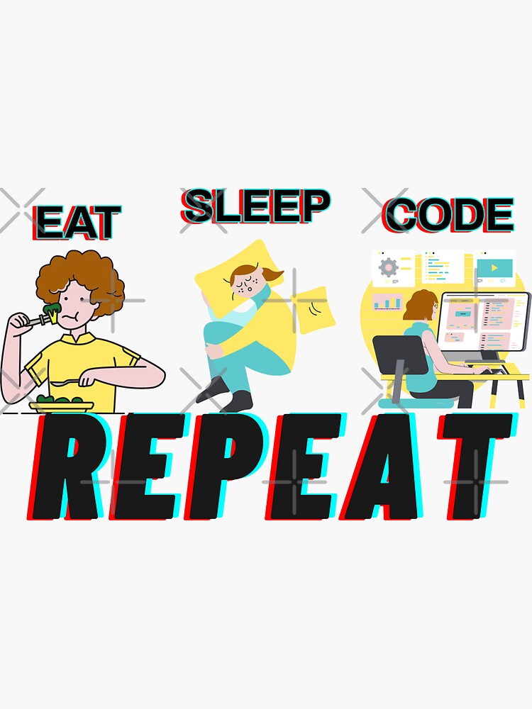 "Eat sleep code" Sticker for Sale by KandCart | Redbubble
