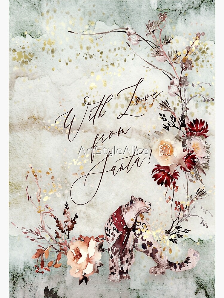 "Christmas snow leopard" Greeting Card for Sale by ArtStyleAlice ...