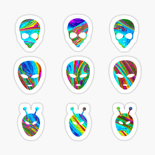 "tie dye alien rainbow sticker pack set" Sticker for Sale by ...