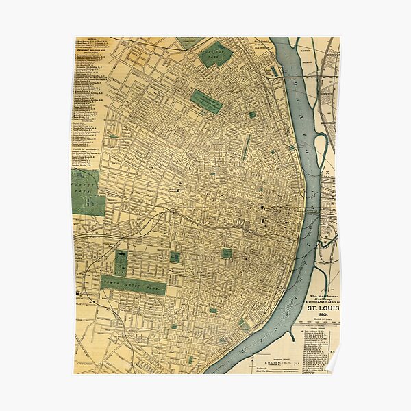 Home & Living St Louis Map of St Louis Street Map Wall Art Decor ...