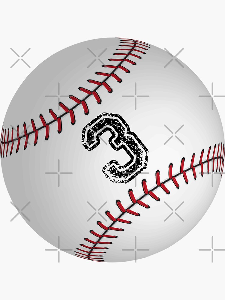 "Baseball ball number 3, three" Sticker for Sale by TheCultStuff ...