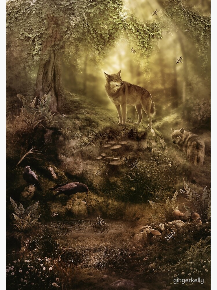 "The Kin, Wolves in the Forest" Art Print by gingerkelly | Redbubble