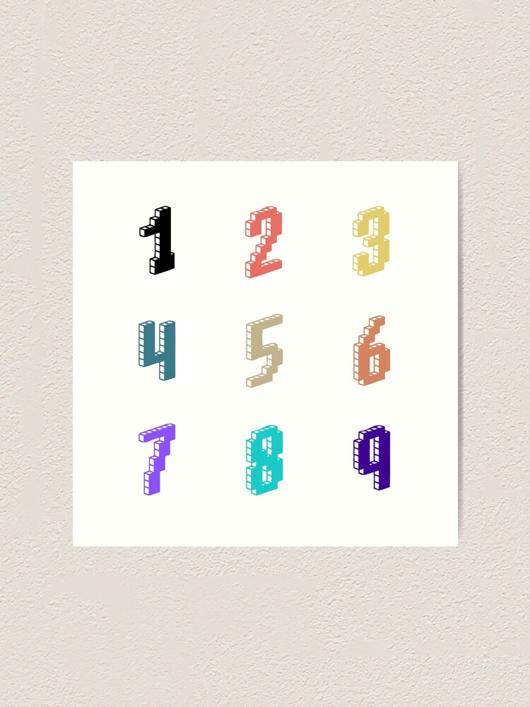 "Vintage Colors Kids number block in nine digits for counting games and ...