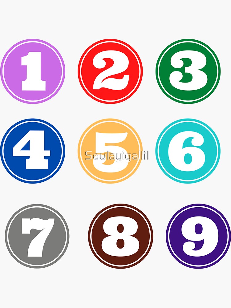 "Round Colorful Kids number block in nine digits for counting games and ...