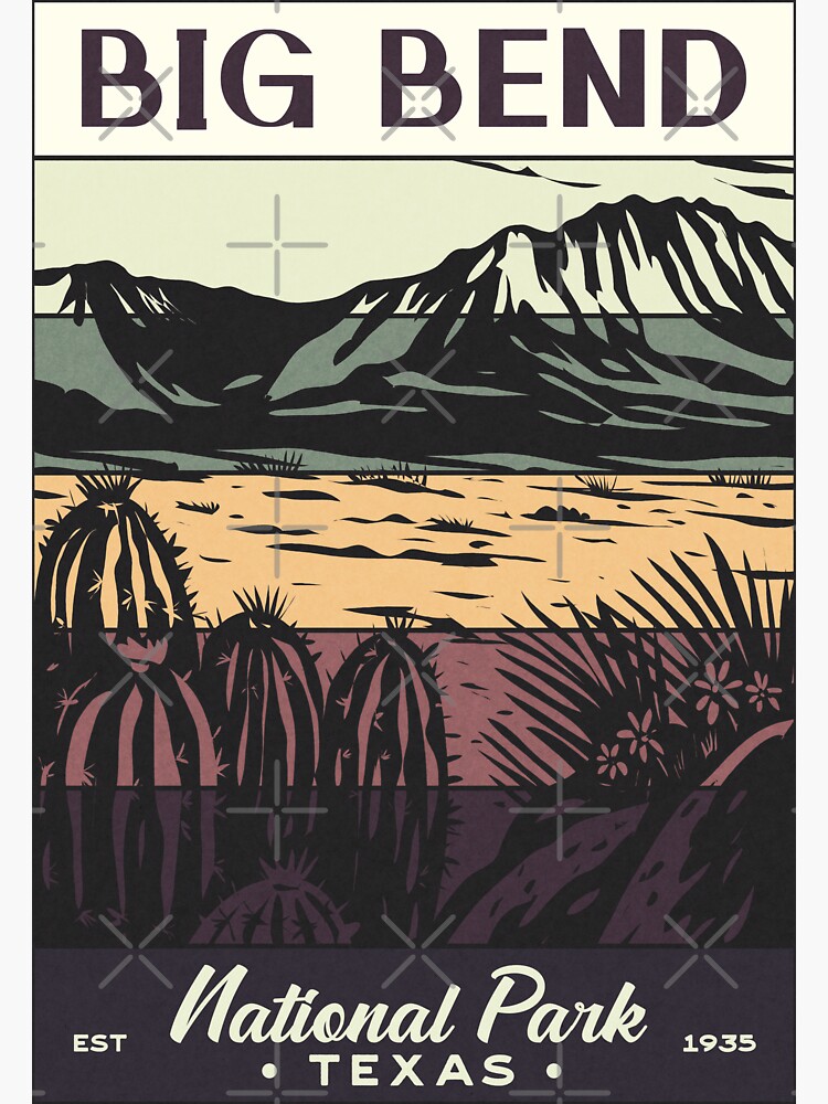 "Big Bend National Park Desert Retro Sunset" Sticker for Sale by ...