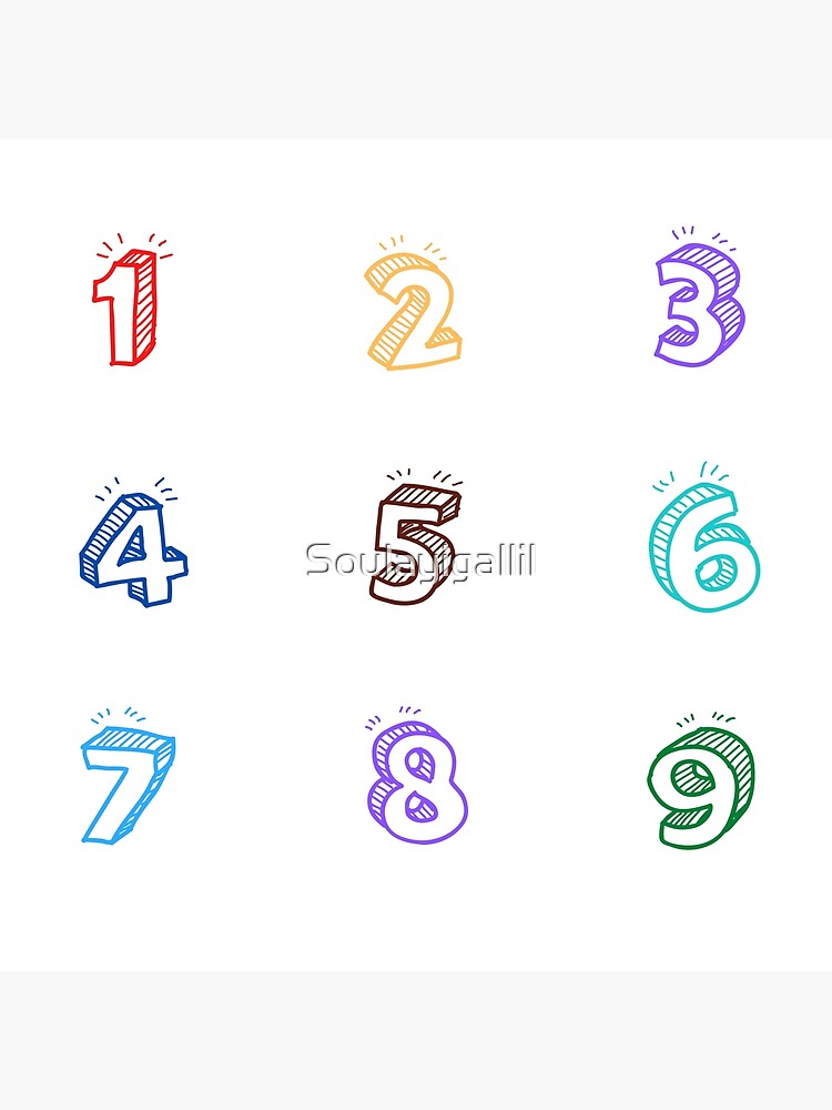 "Numberblocks: Sketched Colorful Kids number block in nine digits for ...