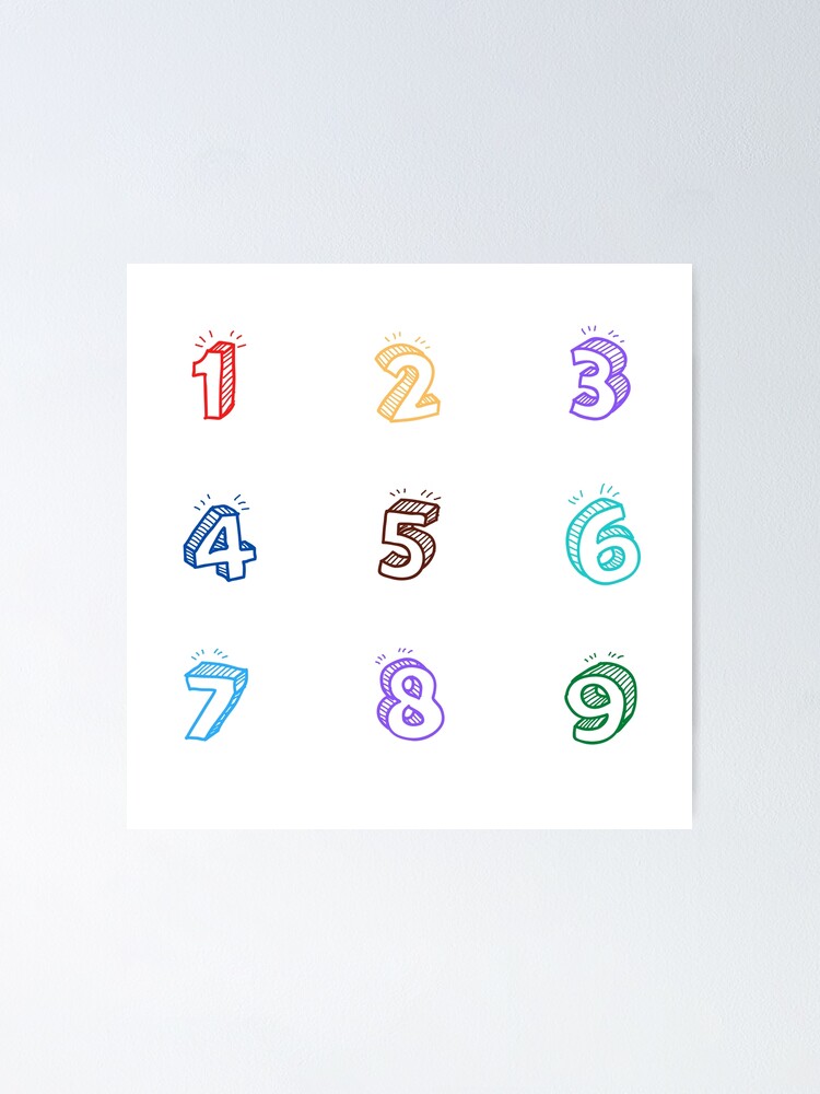 "Numberblocks: Sketched Colorful Kids number block in nine digits for ...