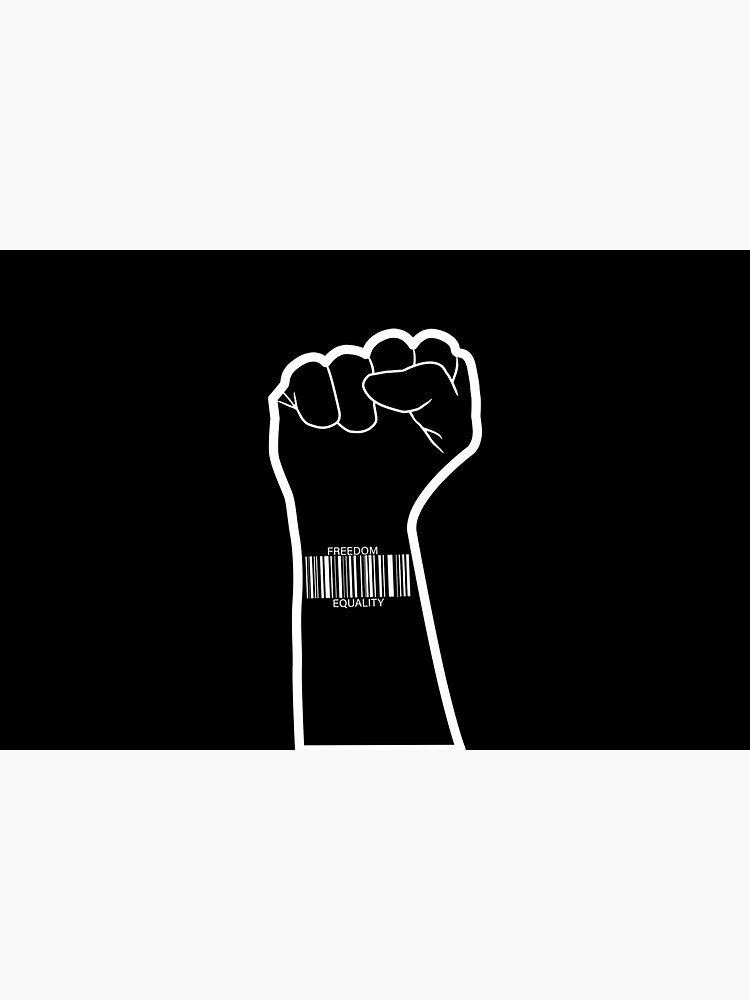 "barcode sticker on a clenched fist on a black background" Sticker by ...