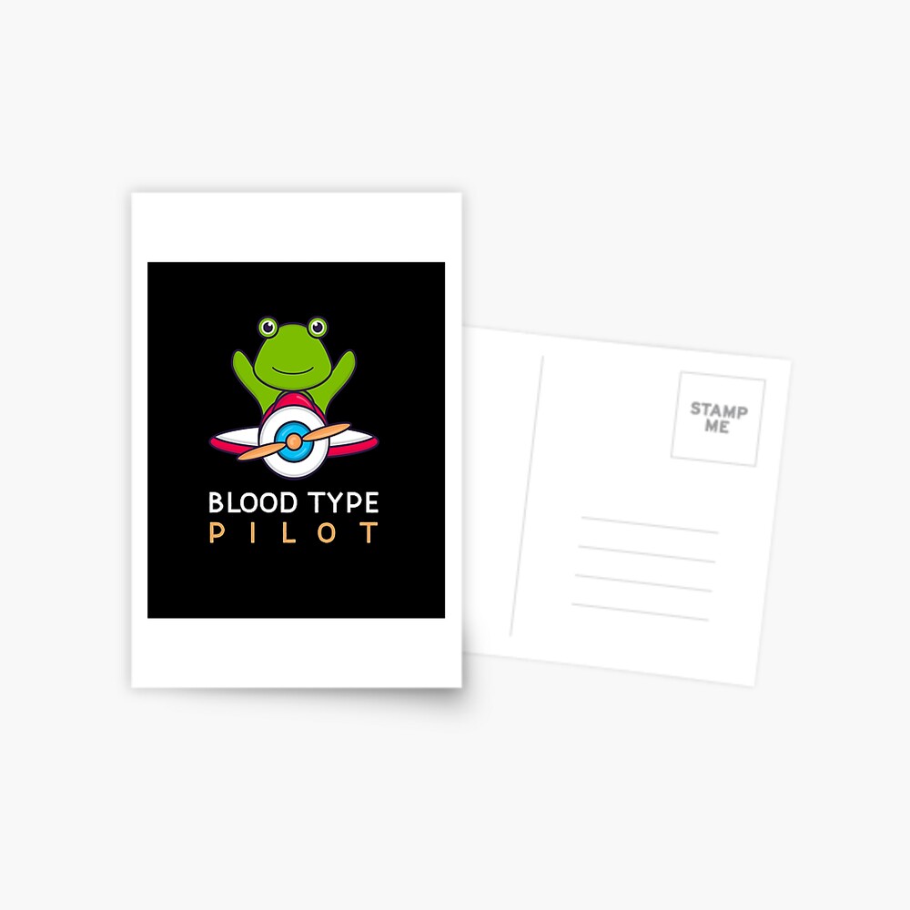 "Blood Type Pilot, funny frog flying on a plane design for planes ...