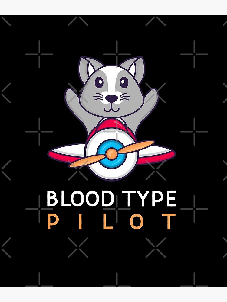 "Blood Type Pilot, funny rat flying on a plane design for planes & rats ...