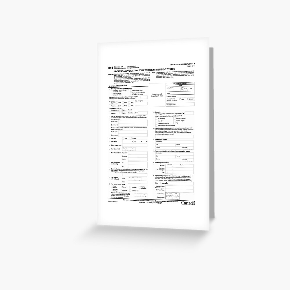 "Canadian Immigration Application Form" Greeting Card by CoolDad420 ...