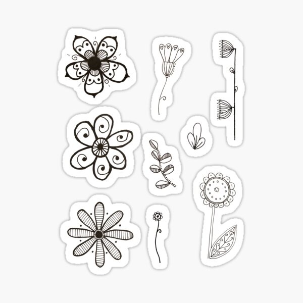 "Flower doodles" Sticker by Willowandme | Redbubble