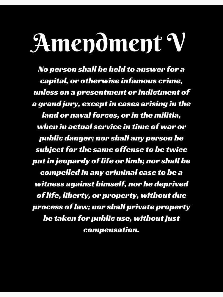"5th Amendment, Bill of Rights" Sticker for Sale by thewebninja | Redbubble