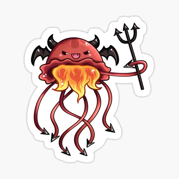 "Halloween Jellyfish Demon Devil" Sticker for Sale by Rebhoya | Redbubble