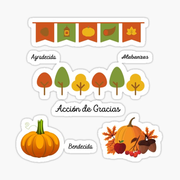 "Christian Spanish Thanksgiving Stickers Pack -Accion de Gracias ...