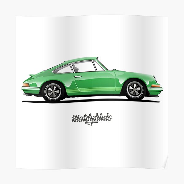 "Singer 911 (green)" Poster by MotorPrints | Redbubble