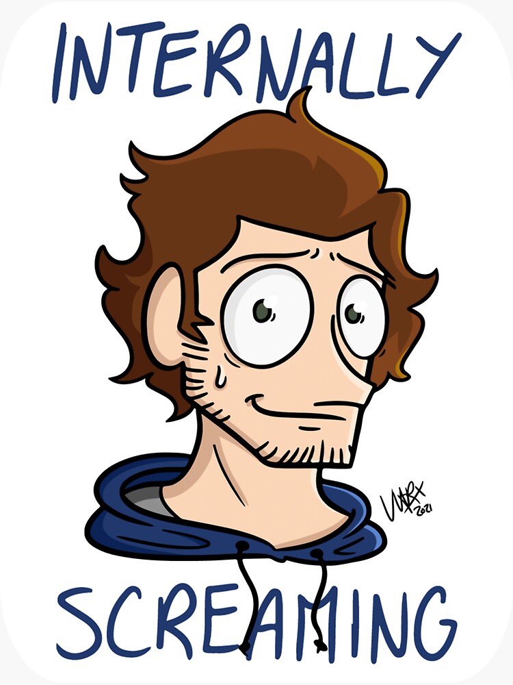 "Internally Screaming - With Background" Sticker by Vvarx | Redbubble