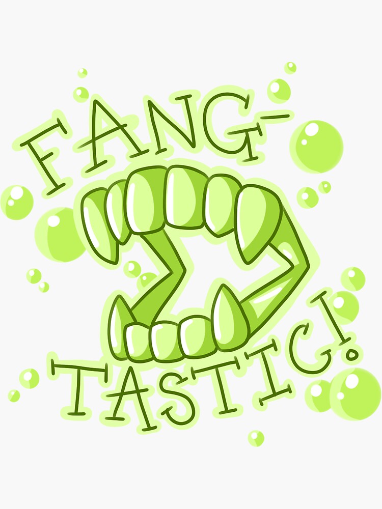 "FANG-TASTIC! [glow]" Sticker for Sale by grim-design | Redbubble