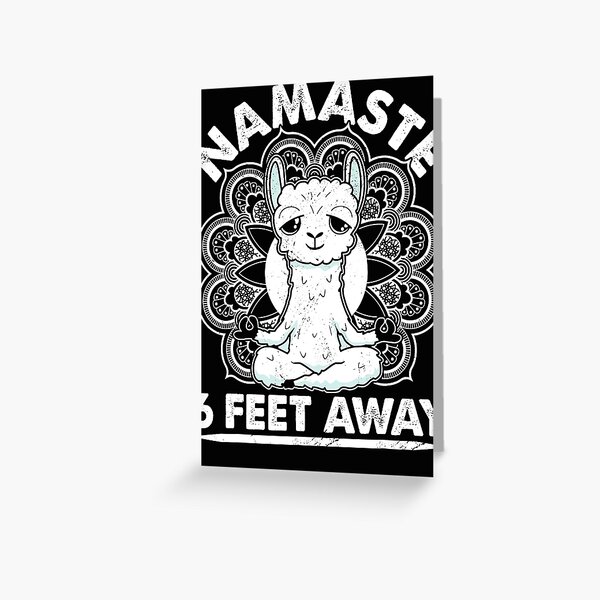 "Kitsune Fox Namaste Stay 6 Feet Away Yoga Workout" Greeting Card for ...