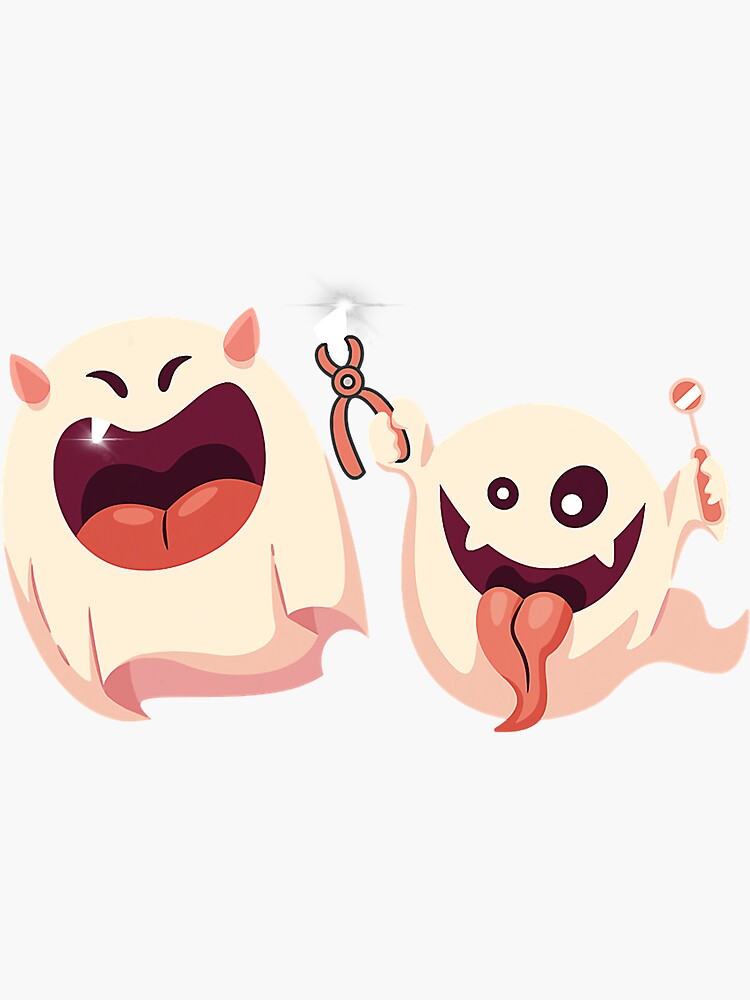 "Dentist Ghosts Pulling Teeth Cute Dental Halloween" Sticker for Sale ...