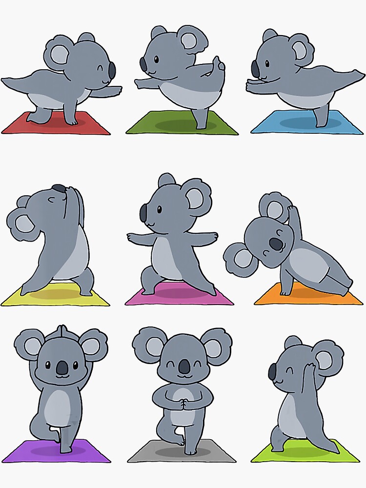 "Koala Yoga Koalas In Yoga Poses Sports" Sticker for Sale by ...