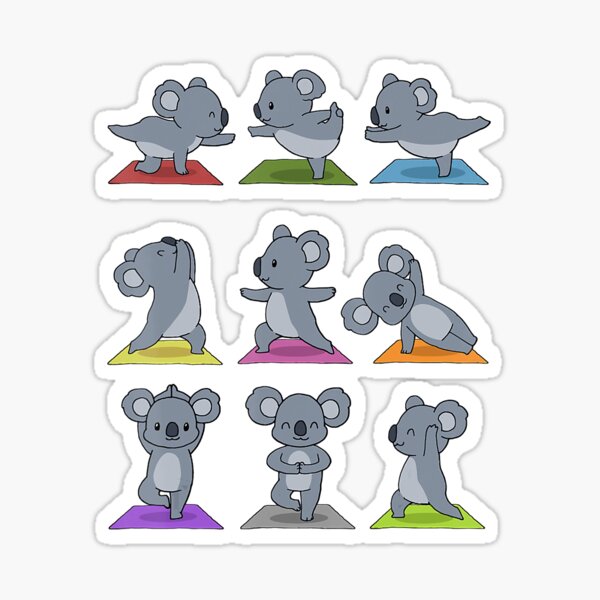 "Koala Yoga Koalas In Yoga Poses Sports" Sticker for Sale by ...