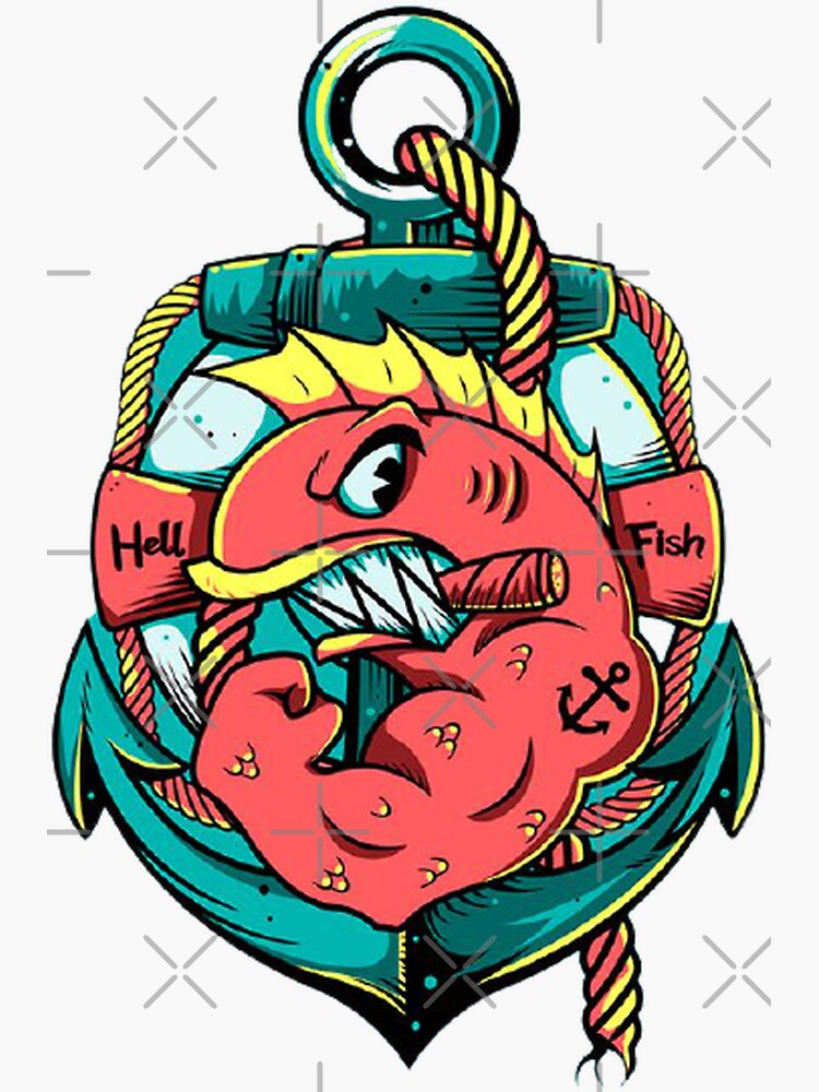 "Hell Fish" Sticker by Sugnu | Redbubble