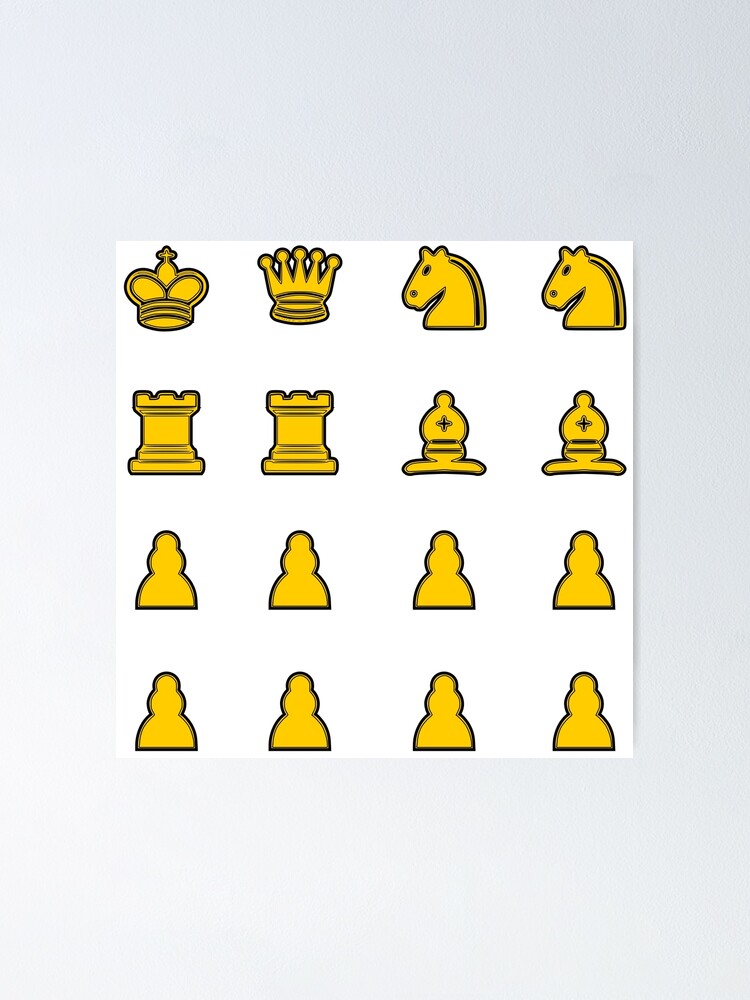 "Complete Chess Set 1 - Yellow Chess Pieces" Poster for Sale by ...