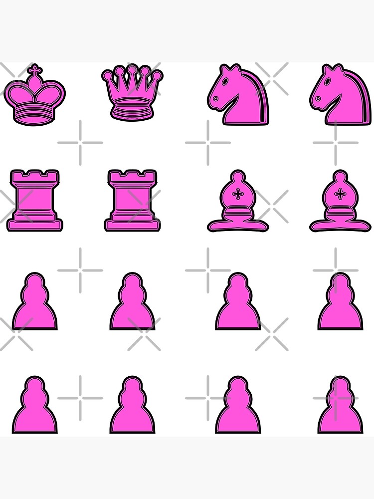 "Complete Chess Set 1 - Pink Chess Pieces" Art Print for Sale by ...
