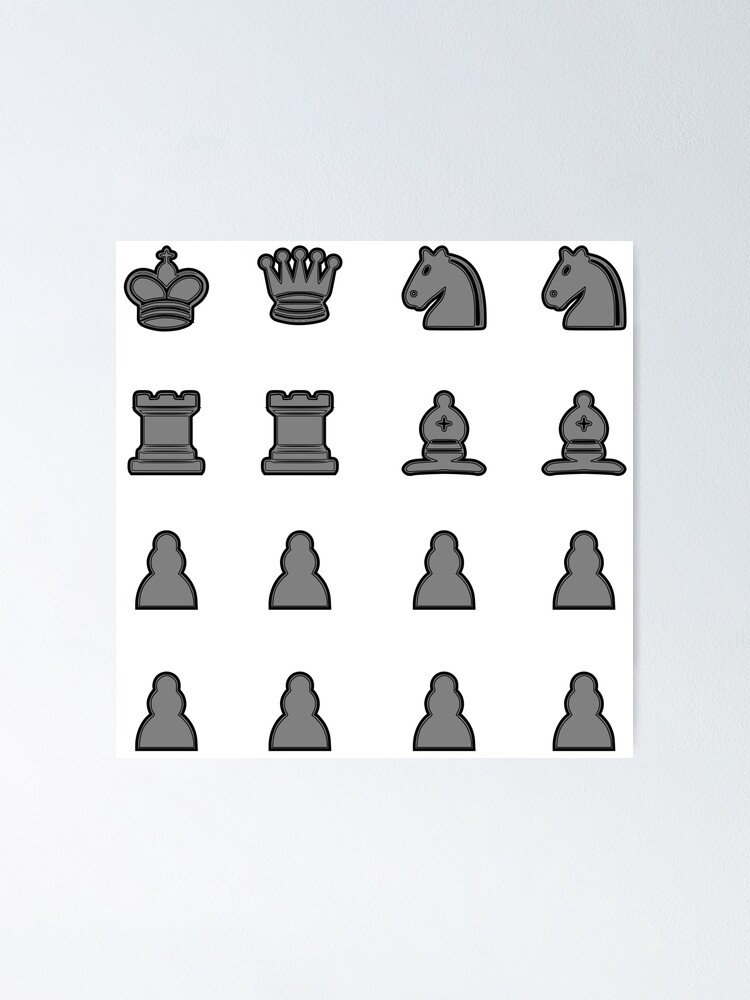 "Complete Chess Set 1 - Grey Chess Pieces" Poster by ChloeJoyeux ...