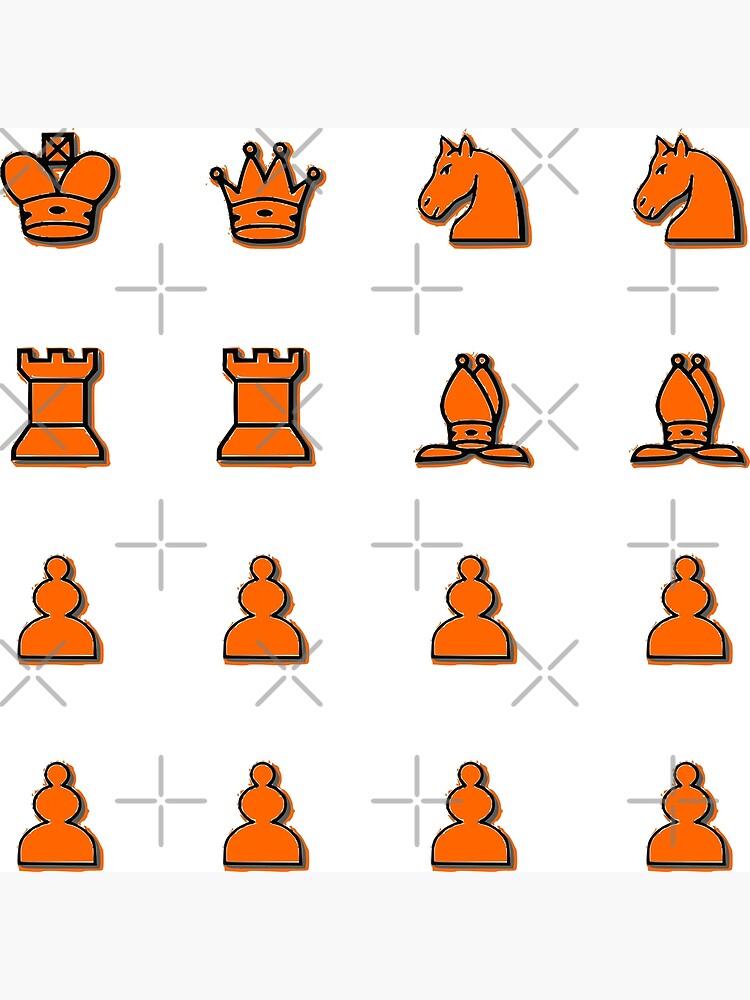 "Complete Chess Set 2 - Orange Chess Pieces" Poster for Sale by ...