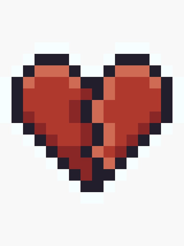 "Broken Heart Pixel Art" Sticker for Sale by RednGreen | Redbubble