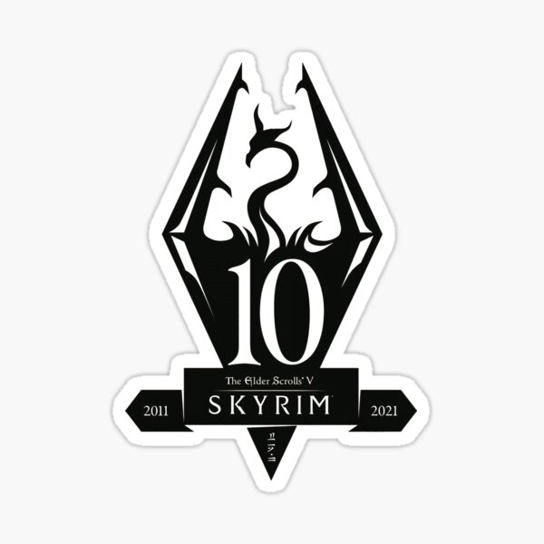 "Skyrim - 10th anniversary (black edition)" Sticker for Sale by Shayank ...