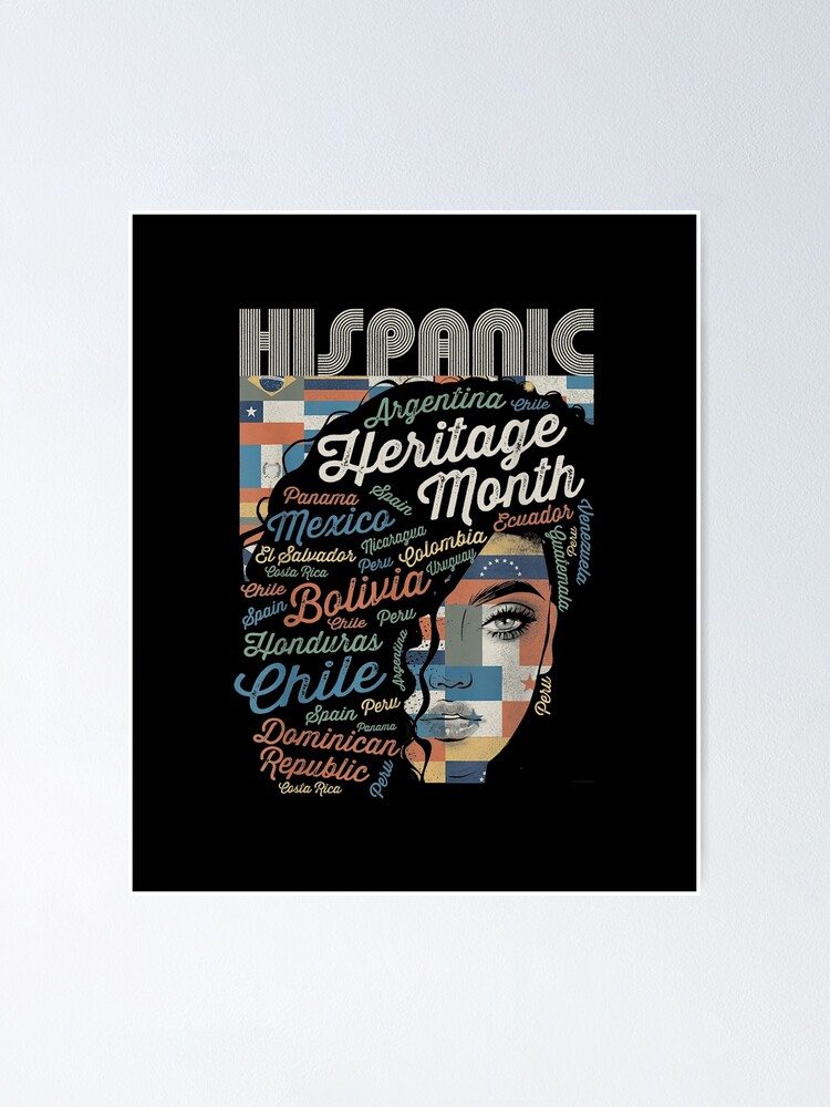 Póster «Arte de la mujer latina Mes de la herencia hispana Banderas de ...