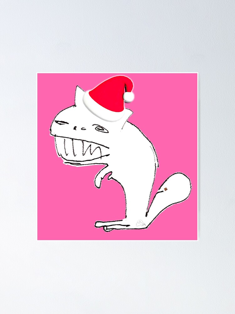"Lucky Santa Cat (Original Drawing by Alice CCI)" Poster for Sale by ...
