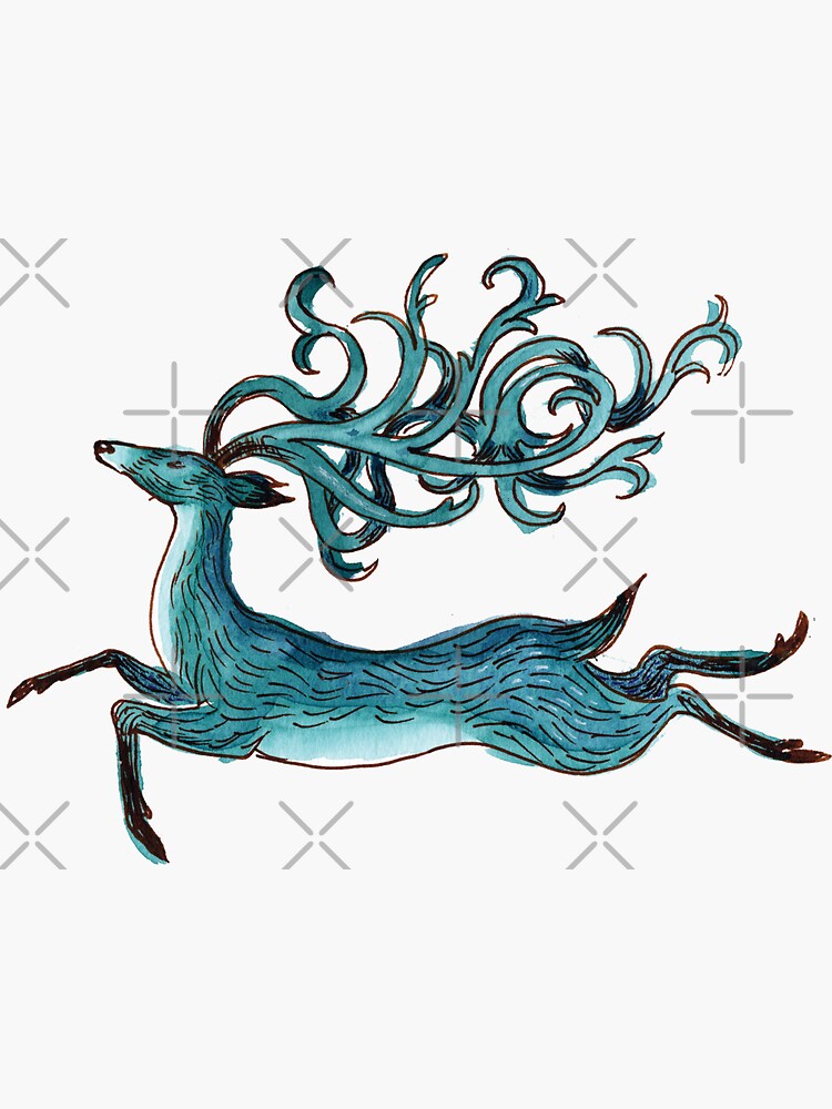 "Blue Stag" Sticker for Sale by Brigidmalloy | Redbubble