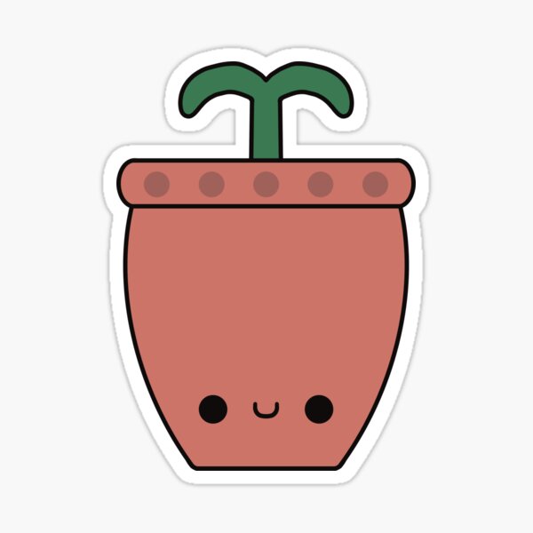 "Cute Sprout In Pot - Kawaii Sprout In Pot" Sticker for Sale by ...