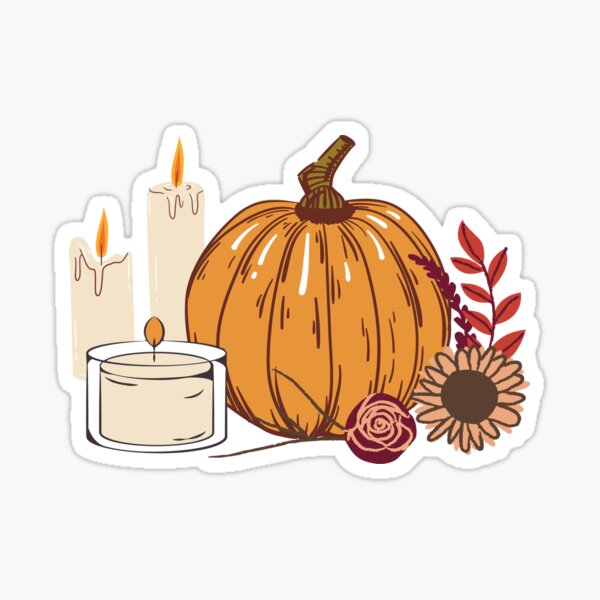 "Fall Harvest - Pumpkin, Flowers, and Candles" Sticker for Sale by ...