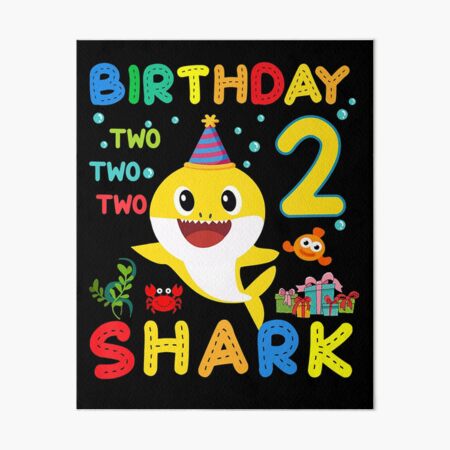 "Kids Baby Shark 2nd Birthday Boy Girl 2 Year Old Gift Kids ." Art ...