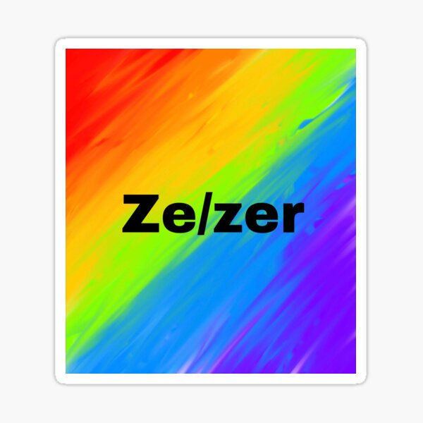 "Ze/Zer rainbow pronouns " Sticker for Sale by blueboy04 | Redbubble