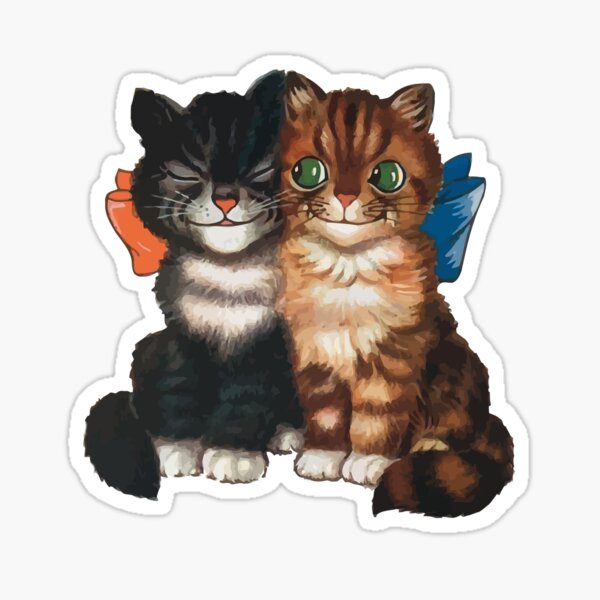"Two Cats, Cute Retro Cat Couple" Sticker for Sale by DigitalEffects ...