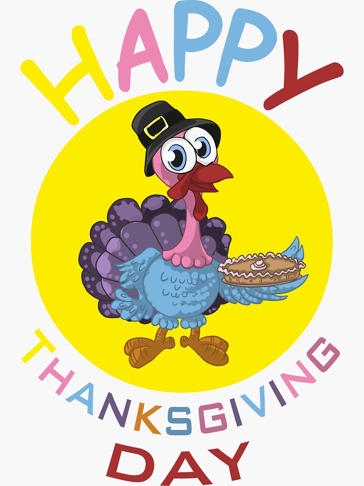 Pegatina «Feliz día de acción de gracias 2021 regalo del día del pavo ...