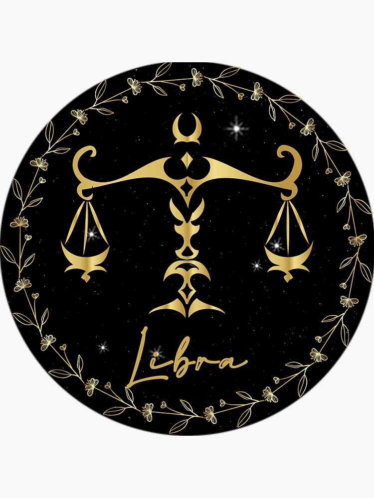 "Black and gold Libra sticker, Golden Zodiac art" Sticker for Sale by ...