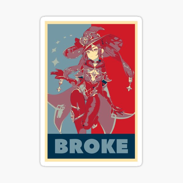 "Mona Genshin Impact Broke - Hope Style Colours" Sticker for Sale by ...