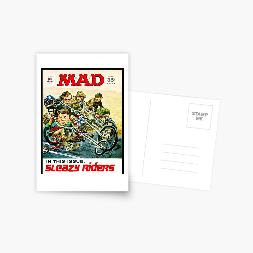 A Classic Mad Magazine Sleazy Riders Cover Art Postcard By Curbdiggercarl Redbubble