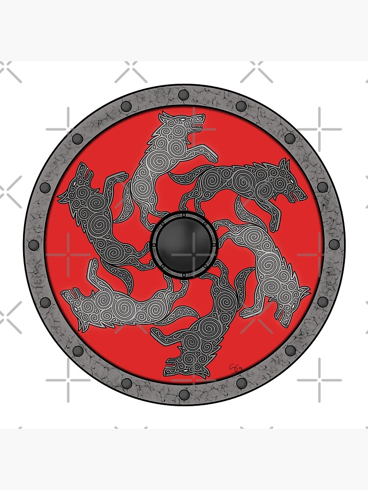 "Six Leaping Wolves on a Round Shield" Poster for Sale by Longhausart ...