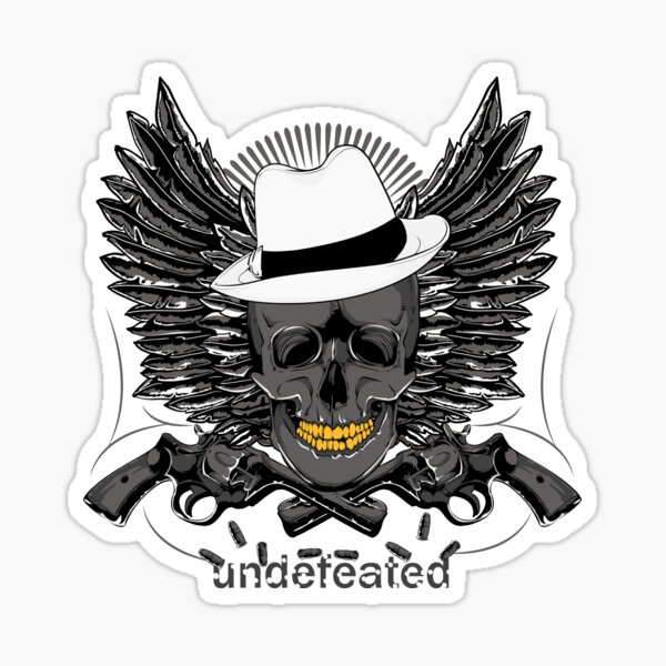 "Undefeated Killer Skull And Guns Design" Sticker for Sale by ...