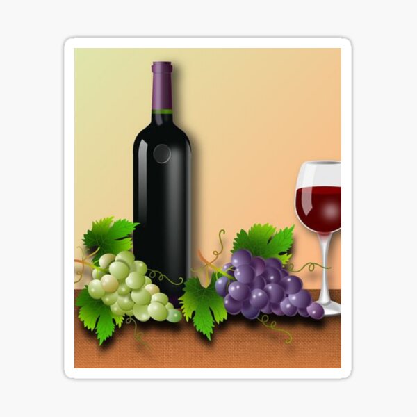 "Grapes glass bottle" Sticker by Sweetpotdress | Redbubble