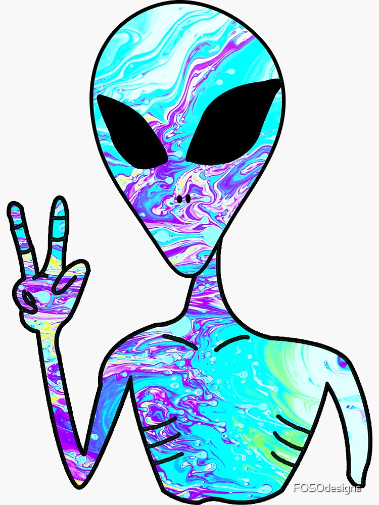 "Trippy Alien 2" Sticker by FOSOdesigns | Redbubble